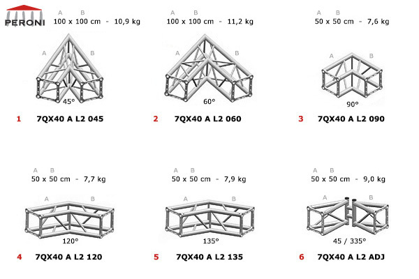 7QX40 - Square trusses 40 cm - Aluminium trusses | PERONI